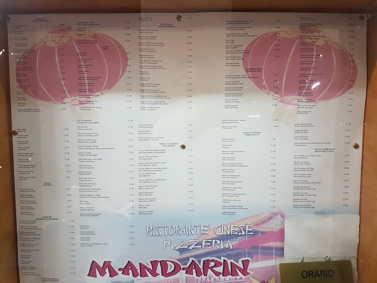 Menu da Mandarin ristorante, L'Aquila