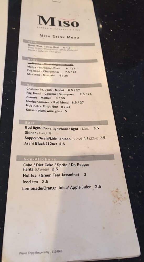 Menu at Miso Restaurant, Round Rock, S Interstate 351