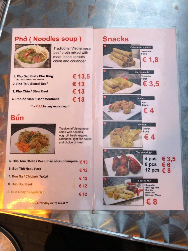 Menu at Pho King, Amsterdam