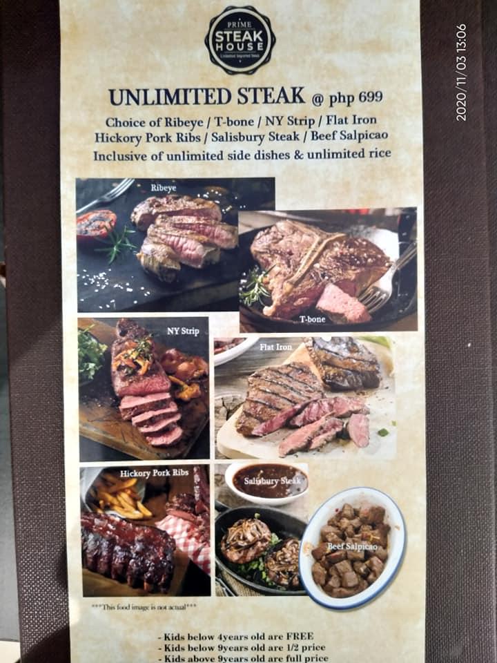 Menu at Prime Steak House Sm Bacoor restaurant, Bacoor