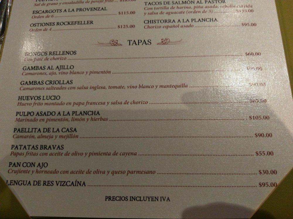 Menu at Caesar's pub & bar, Tijuana, Av. Revolución 8190