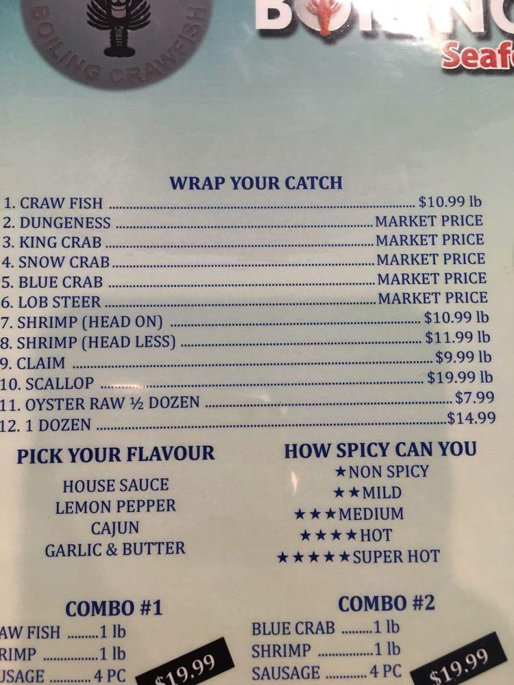 Menu at Crawfish Chef restaurant, Kent