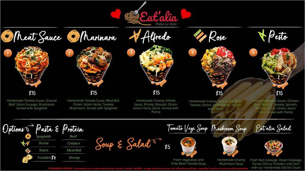 Menu at Eat'alia fast food, Anchorage