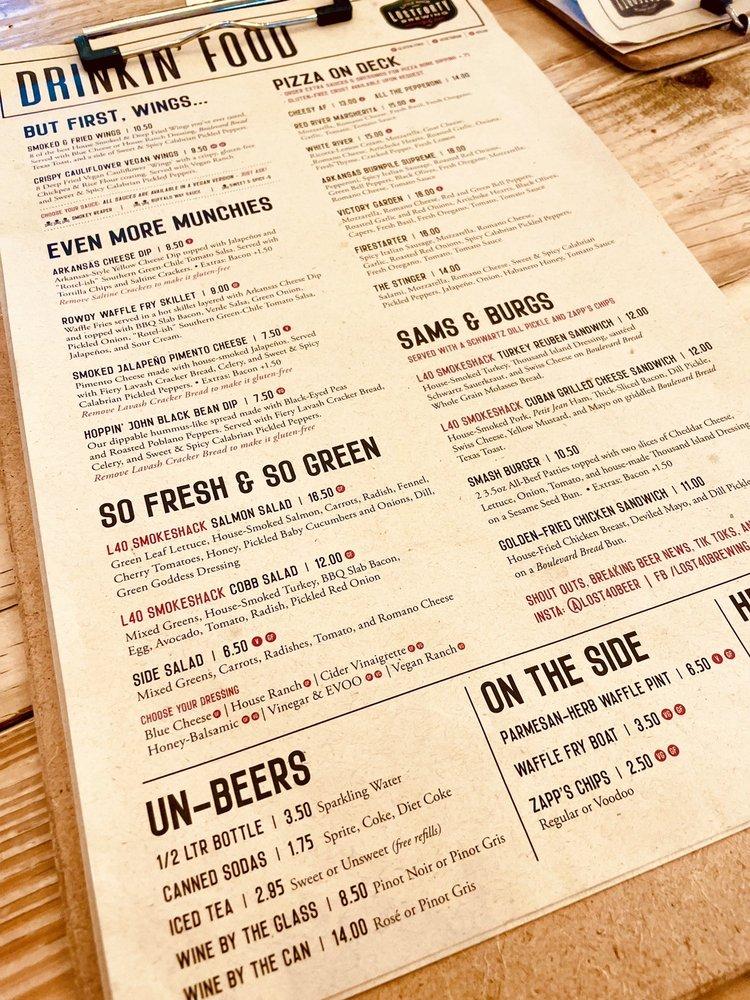 Menu at Lost Forty Brewing pub & bar, Little Rock