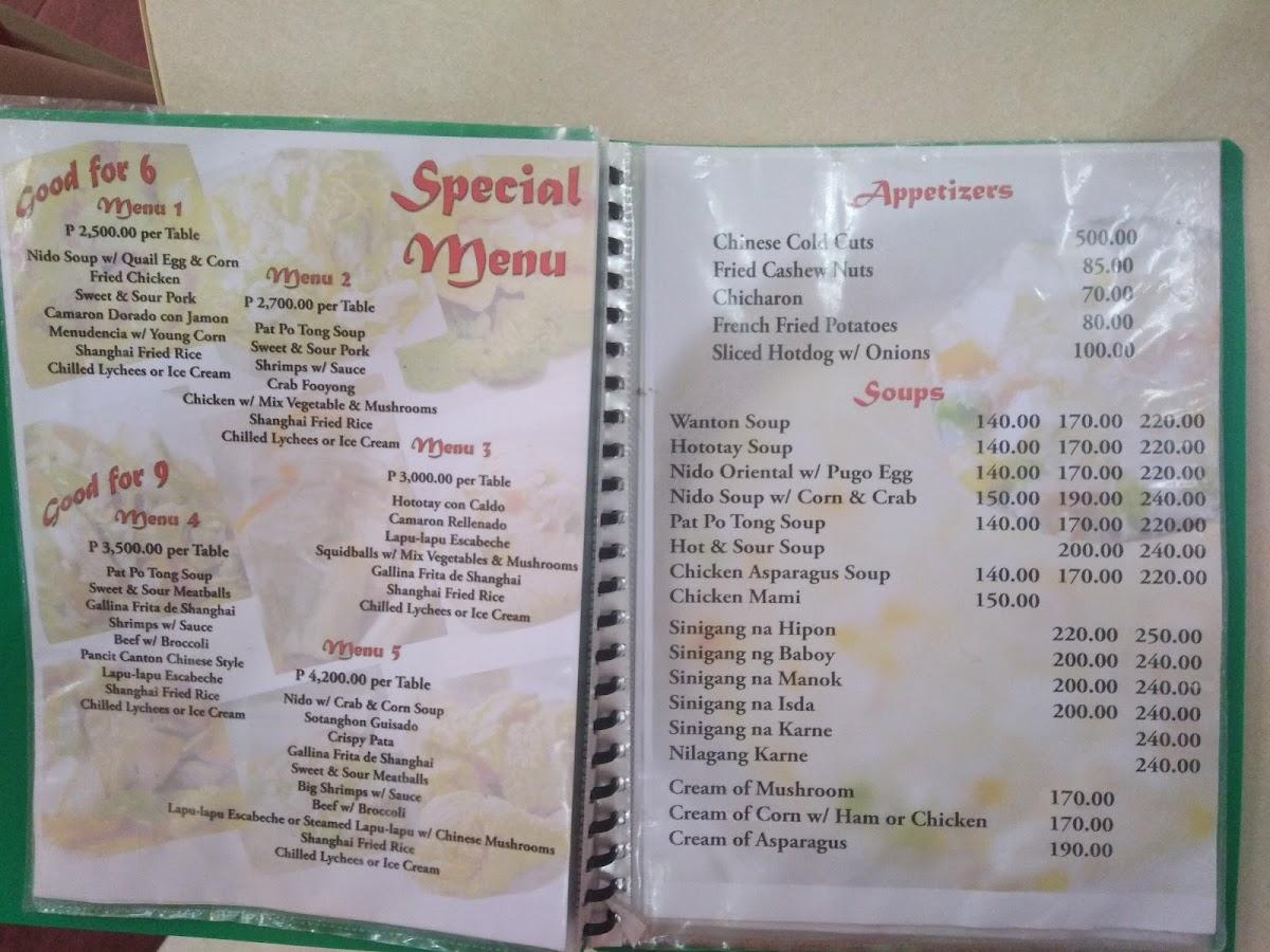 Menu at New Chefoo Restaurant, Cavite City, 945 P. Burgos Ave