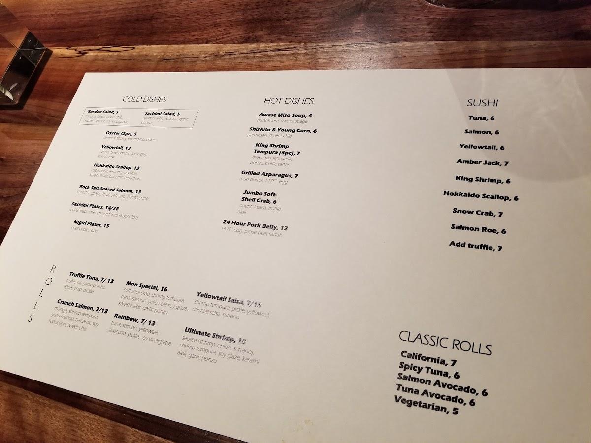 Menu at Sushi Mon restaurant, Raleigh, Glenwood Ave #100