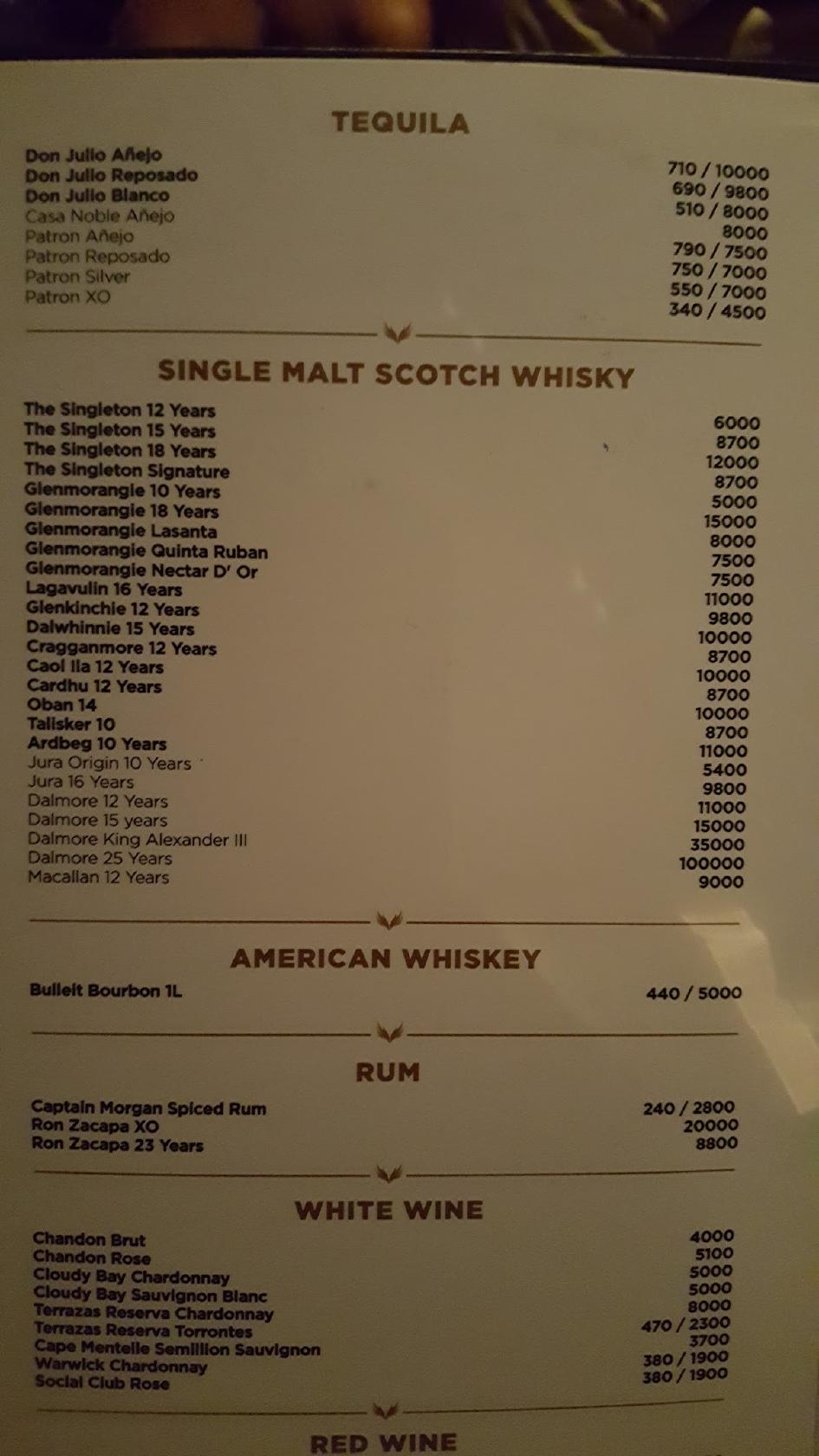 Menu at Xylo at The Palace pub & bar, Taguig