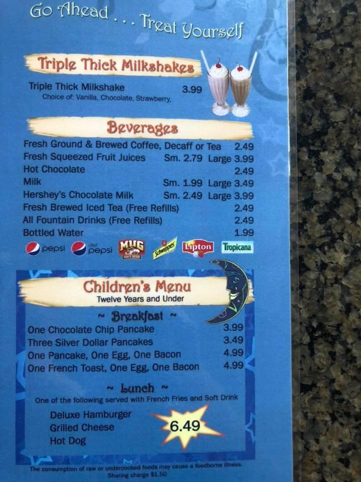 Menu at Blue Moon Diner restaurant, Palm Beach Gardens