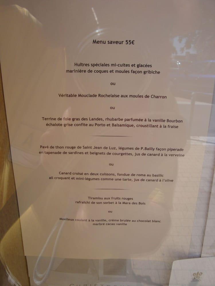 Menu au Restaurant Christopher Coutanceau La Rochelle, La Rochelle