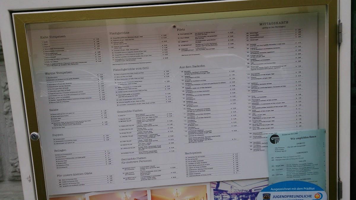Menu au Restaurant Delphi, Dillingen