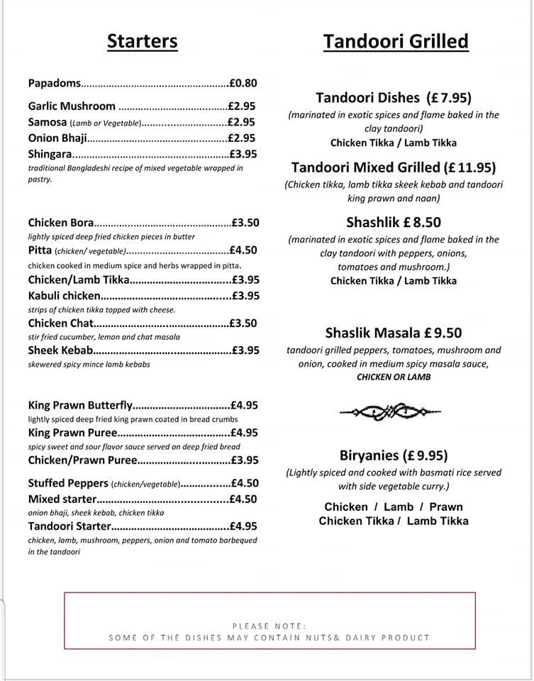 Menu at TANDOORI NIGHTS restaurant, March