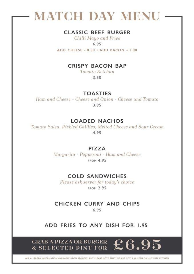 Menu at Fitzgerald's pub & bar, Sunderland