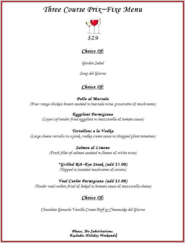 Menu at Il Capuccino pub & bar, Sag Harbor