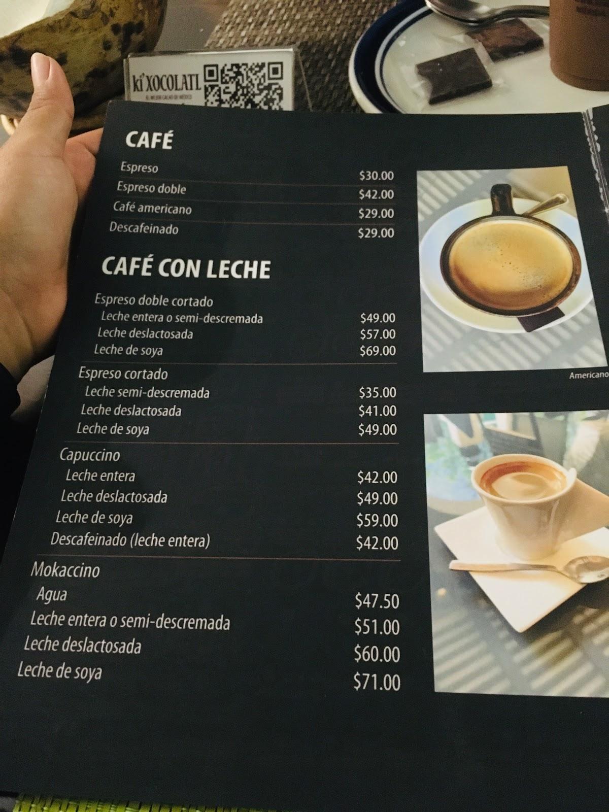 Menu at Ki'Xocolatl cafe, Merida, C. 60 No. 471-Local 5
