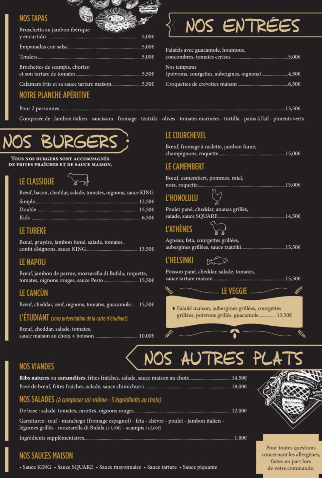 Menu at King Square, Tubize
