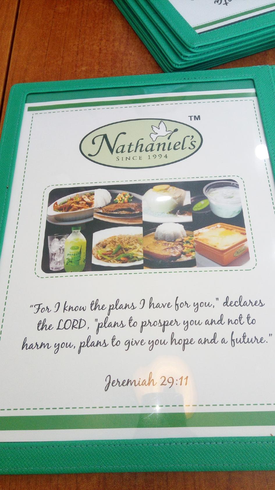 Menu at Nathaniel's Bakeshop restaurant, Angeles, Aniceto Gueco St