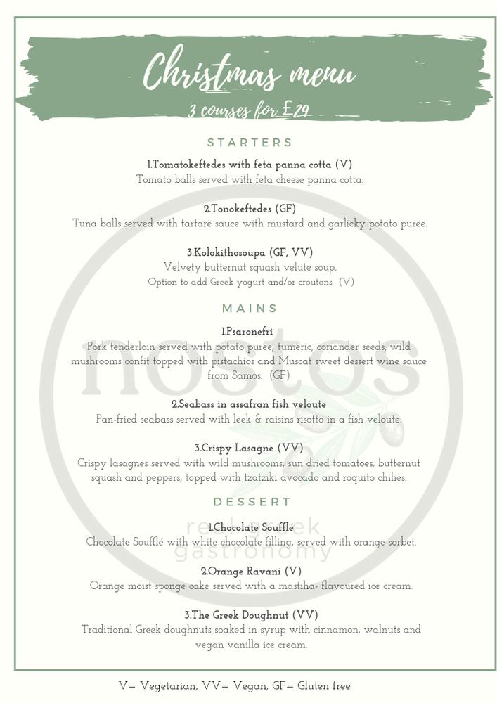 Menu at Nostos desserts, Hove