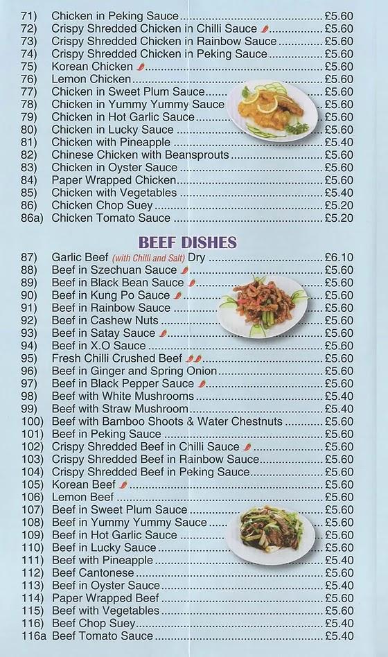 Menu at Rainbow Chinese Takeaway fast food, Market Harborough