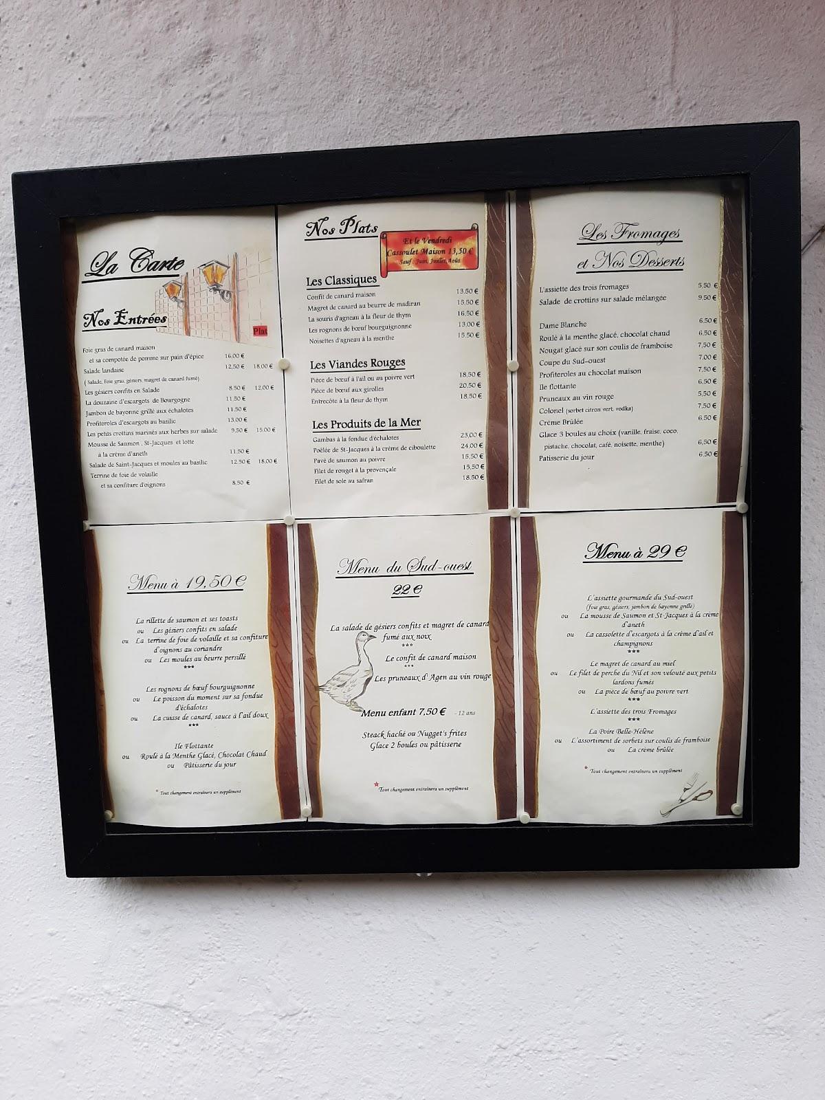 Carta de Restaurant Saint Honore, Vouziers
