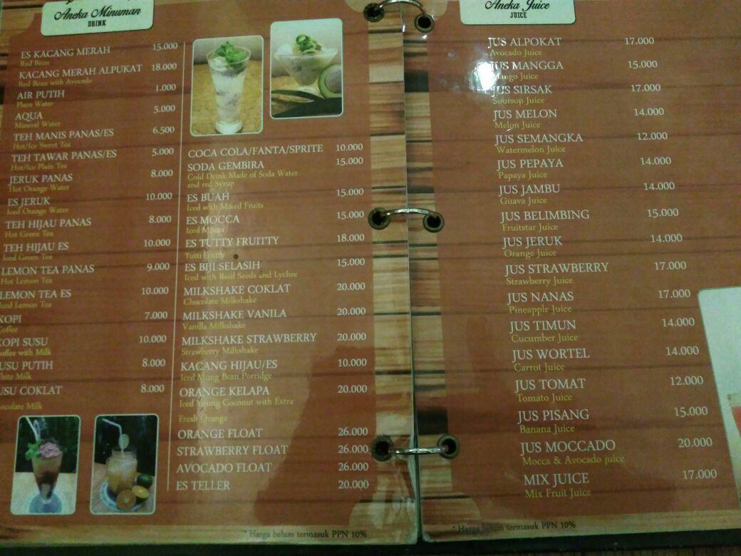 Menu at Dapur Manado Restaurant, Yogyakarta