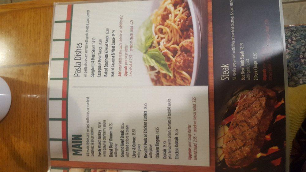 Menu at Saratoga Restaurant, Edmonton