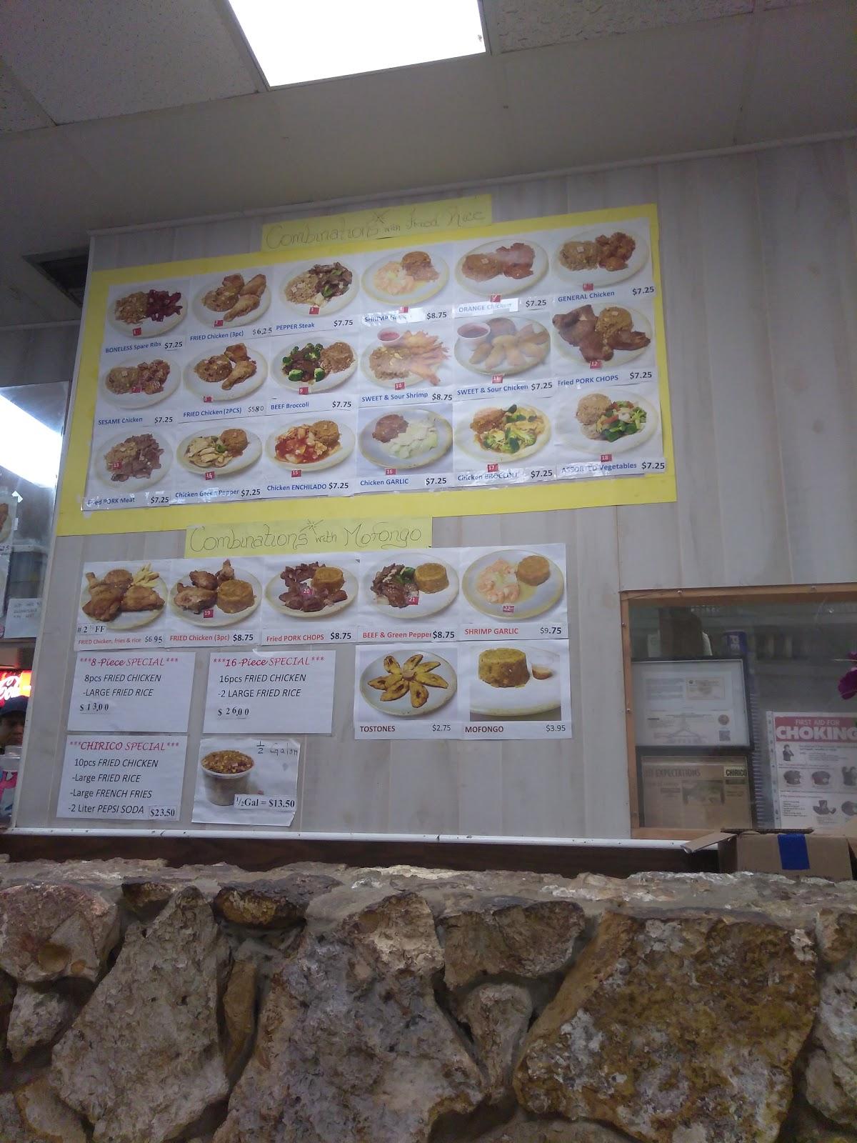 Menu at Chirico Fast Food, Orlando
