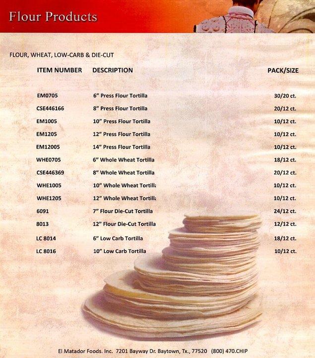Menu at El Matador Foods, Baytown
