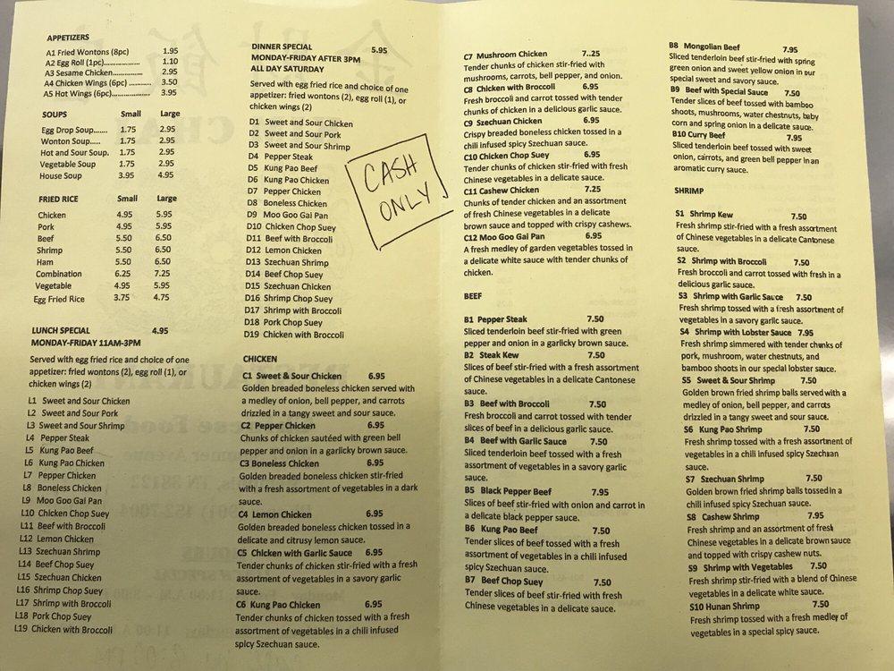 Menu at Kim Chai Restaurant, Memphis, Summer Ave