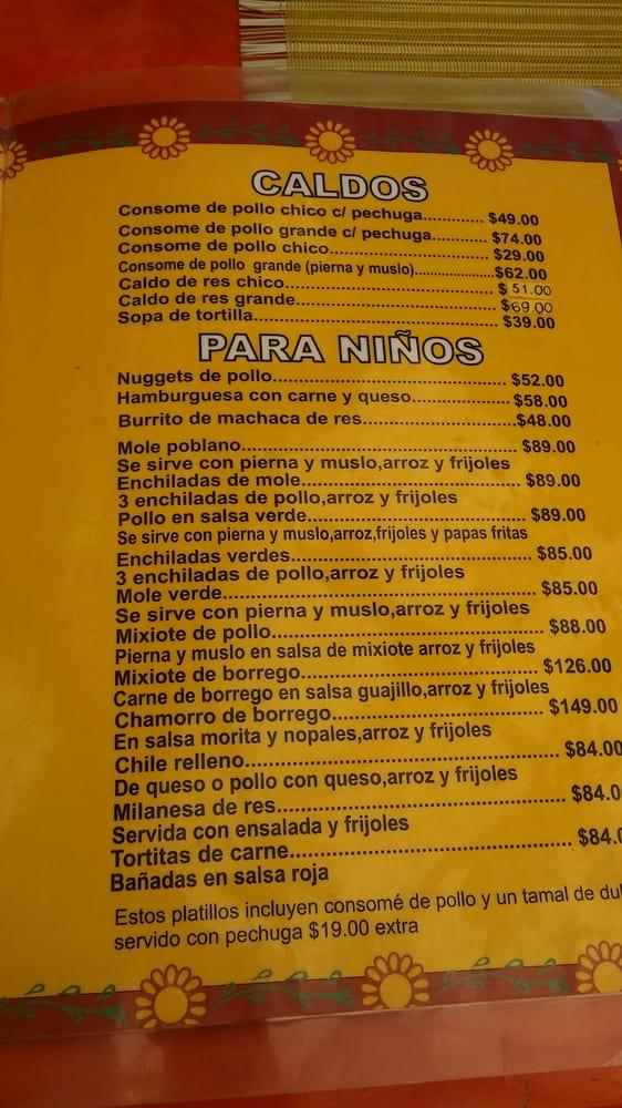 Menu at La Cazuela Del Mole restaurant, Rosarito