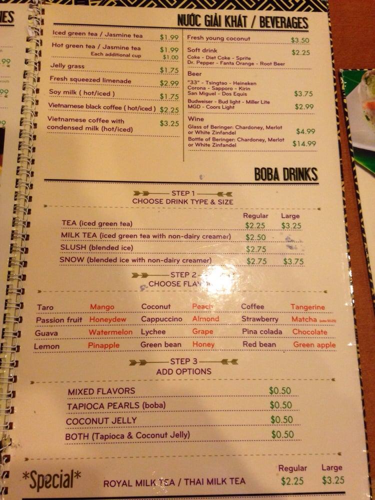 Menu at Miss Saigon restaurant, Tucson, N Campbell Ave