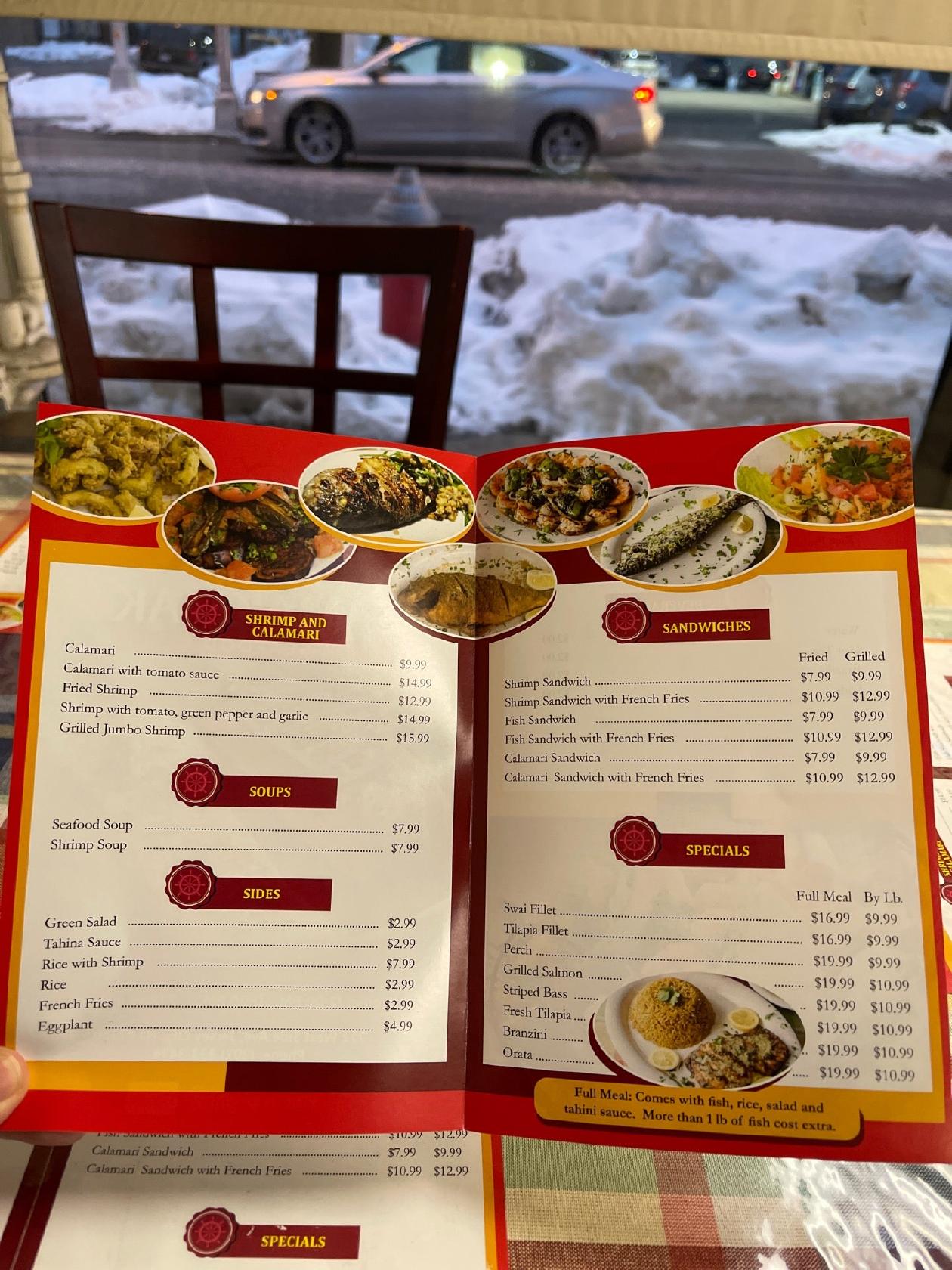 Menu at Samakmak Seafood restaurant, Jersey City