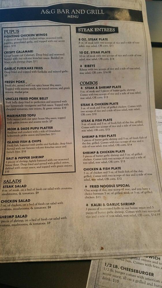 Menu at A & G Bar And Grill, Maili