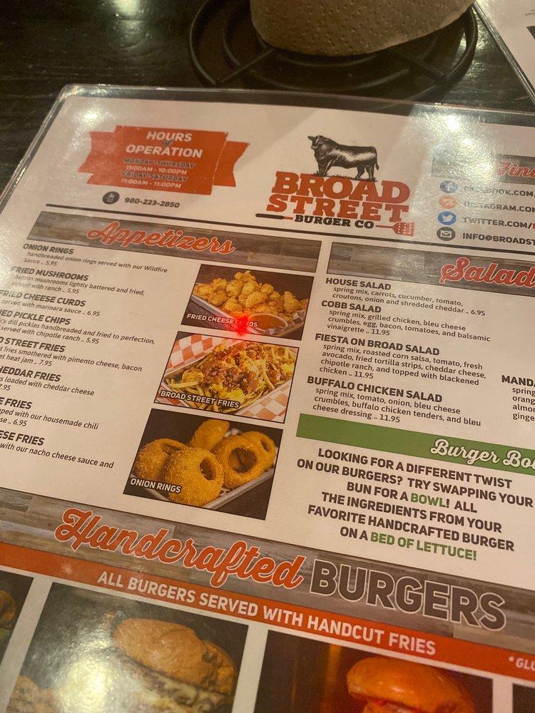 Menu at Broad St Burger Co restaurant, Statesville