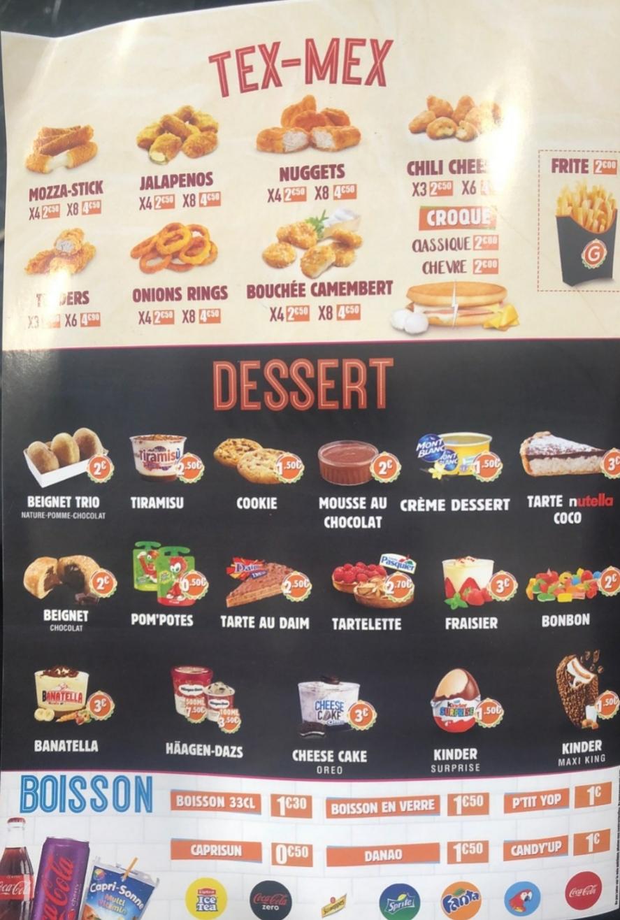 Carta del restaurante G LA DALLE - Nanterre, Nanterre