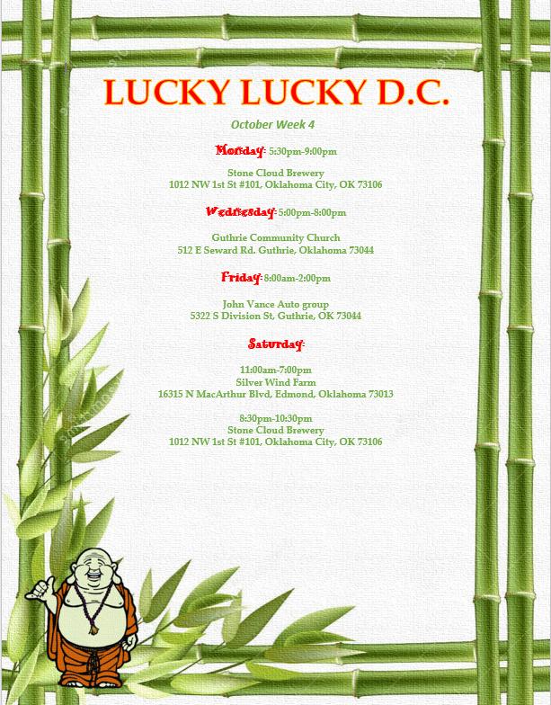Menu at Lucky Lucky Dumpling Co. restaurant, Oklahoma City