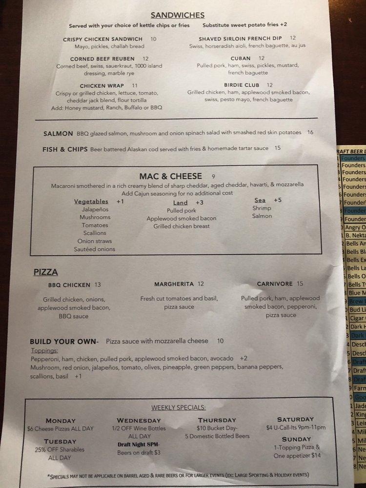 Menu at One Under Craft Beer & Eats pub & bar, Livonia