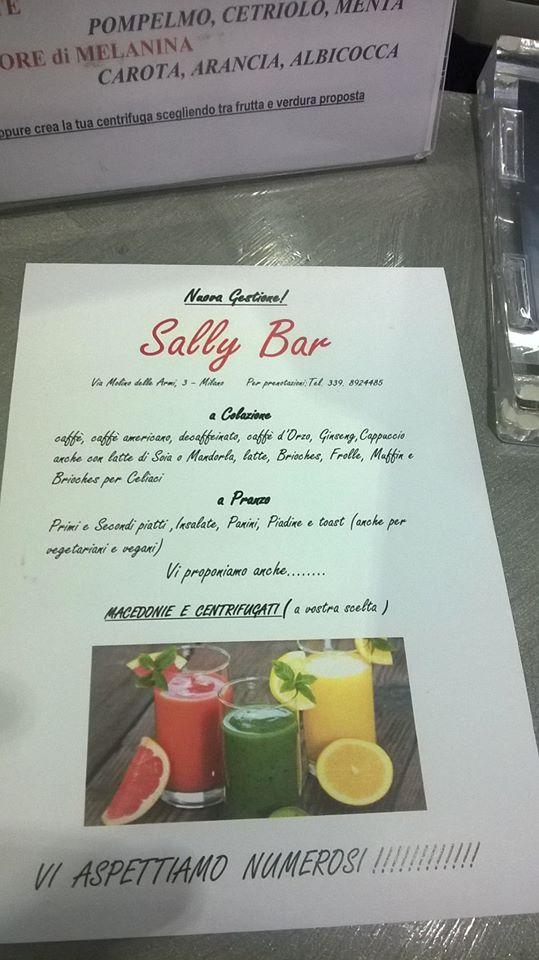 Menu at Sally cafe, Milan