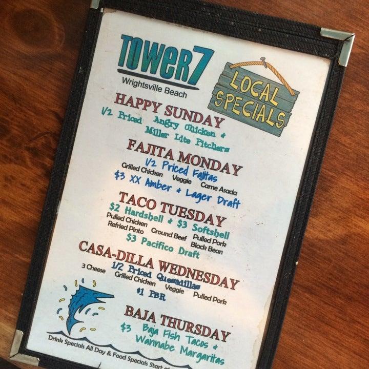 Menu at Tower 7 Baja Mexican Grill BBQ, Wrightsville Beach