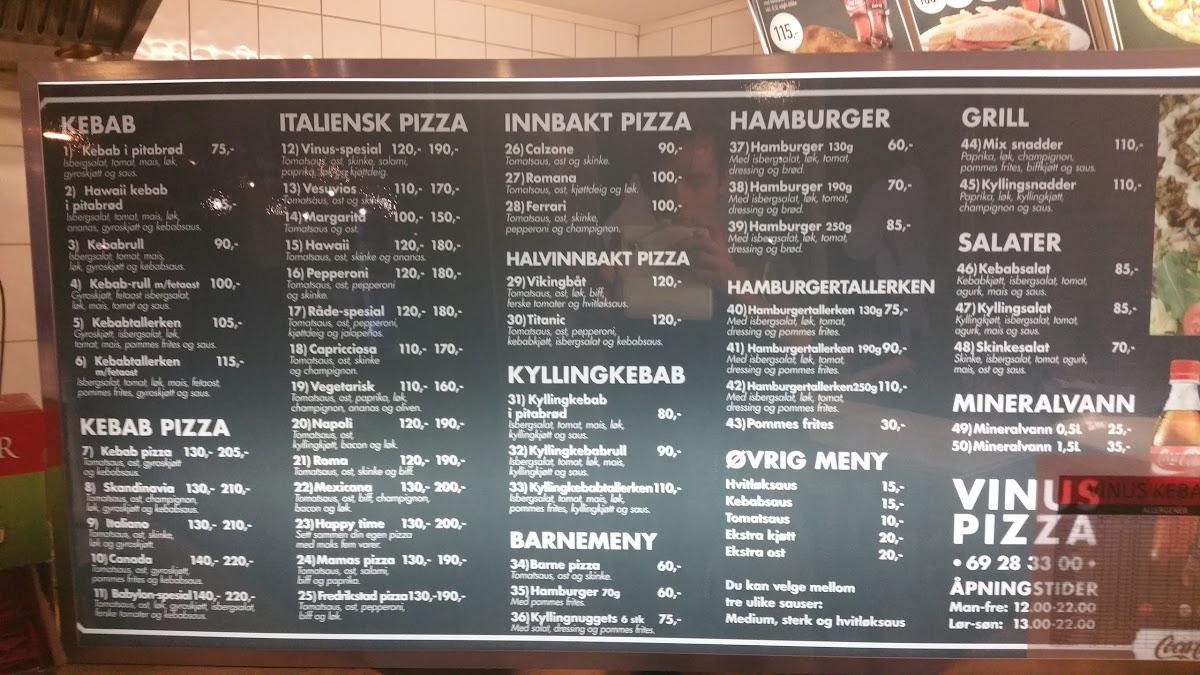 Carta del restaurante Vinus, Karlshus