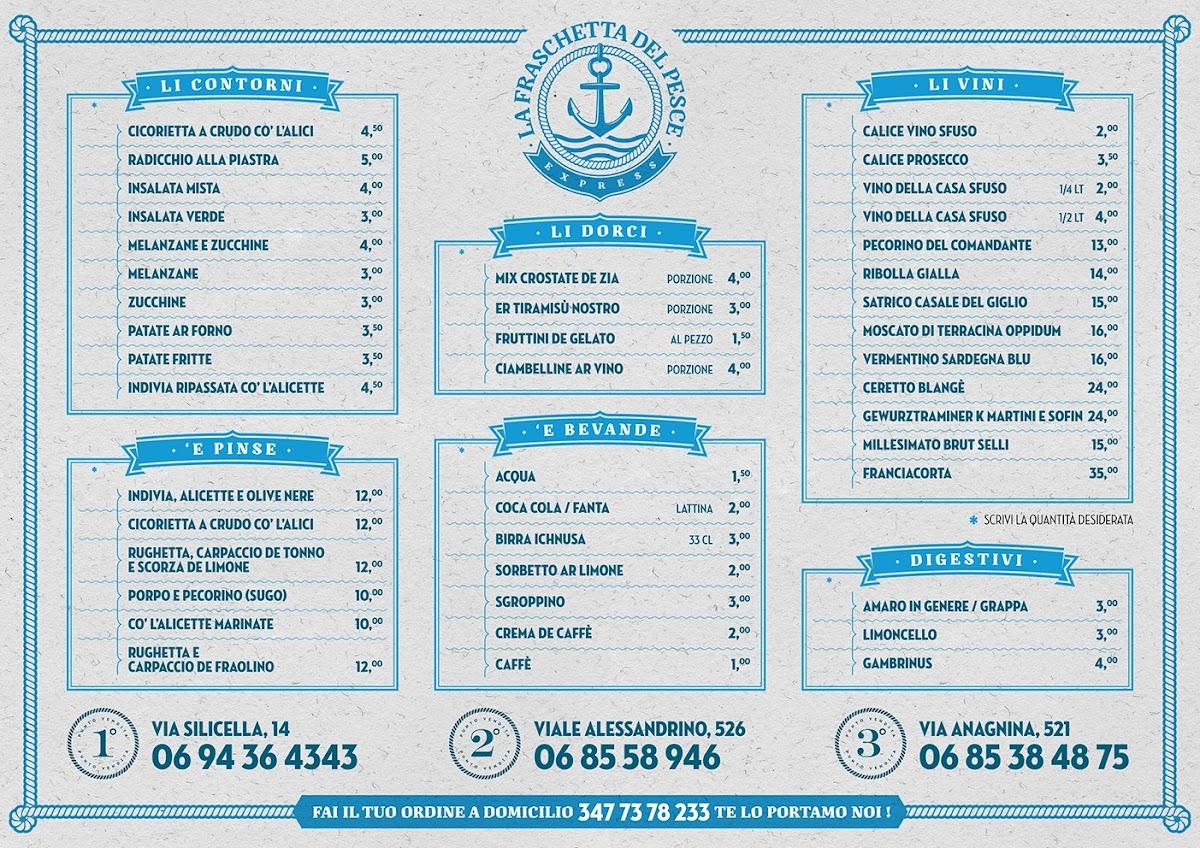 Speisekarte von La Fraschetta del Pesce Express restaurant, ROM, Via ...