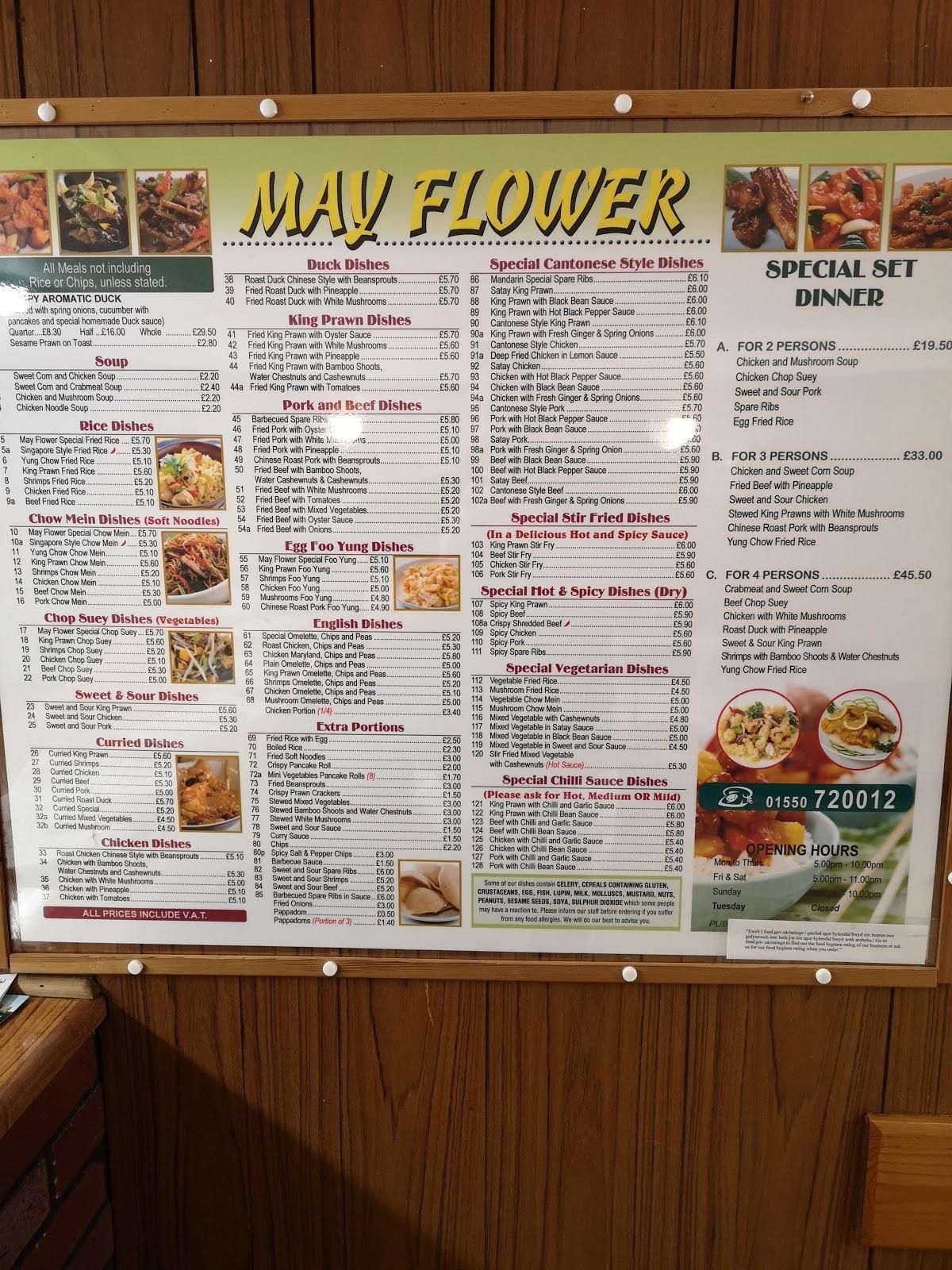 Menu at The Mayflower fast food, Llandovery