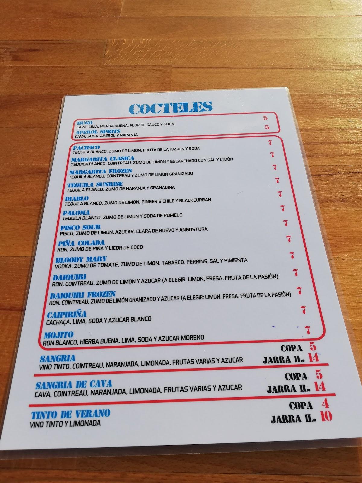 Menu at Pacifico Soul Kitchen restaurant, Santa Ponsa, Plaça Santa Ponça