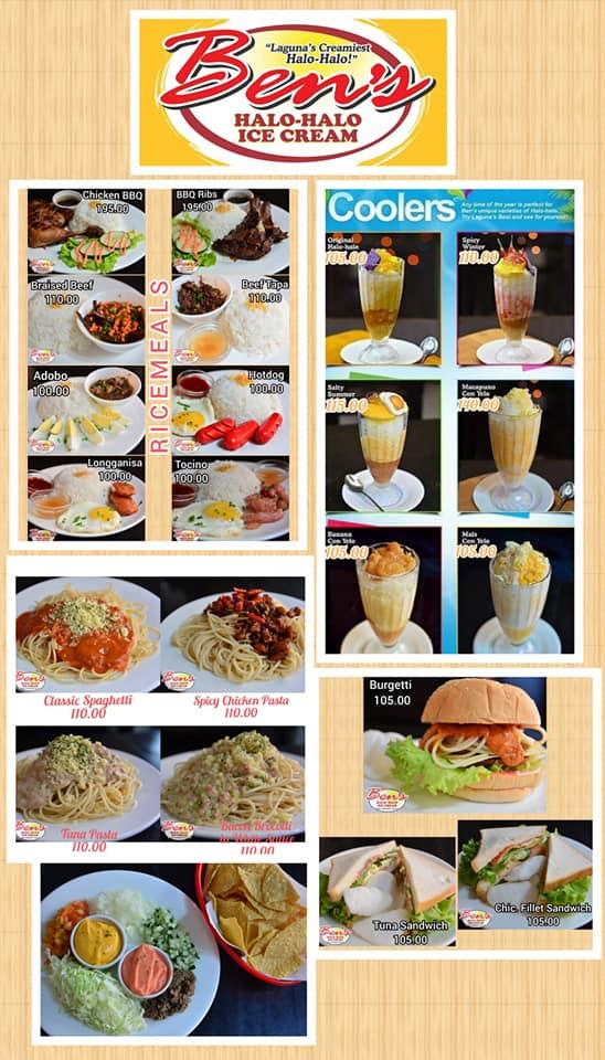 Menu at Ben's Halo-Halo Ice cream - Maharlika Highway Branch restaurant ...