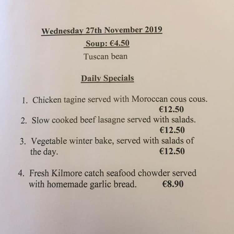 Menu at Cotton Tree Cafe, Enniscorthy