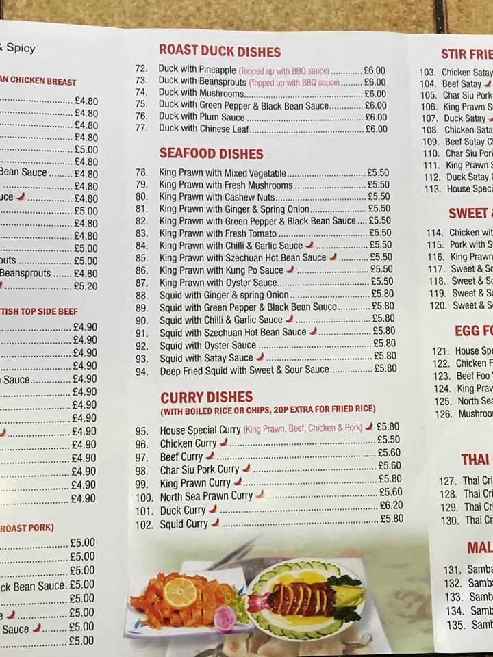 Menu at Fu Lin fast food, Buckfastleigh
