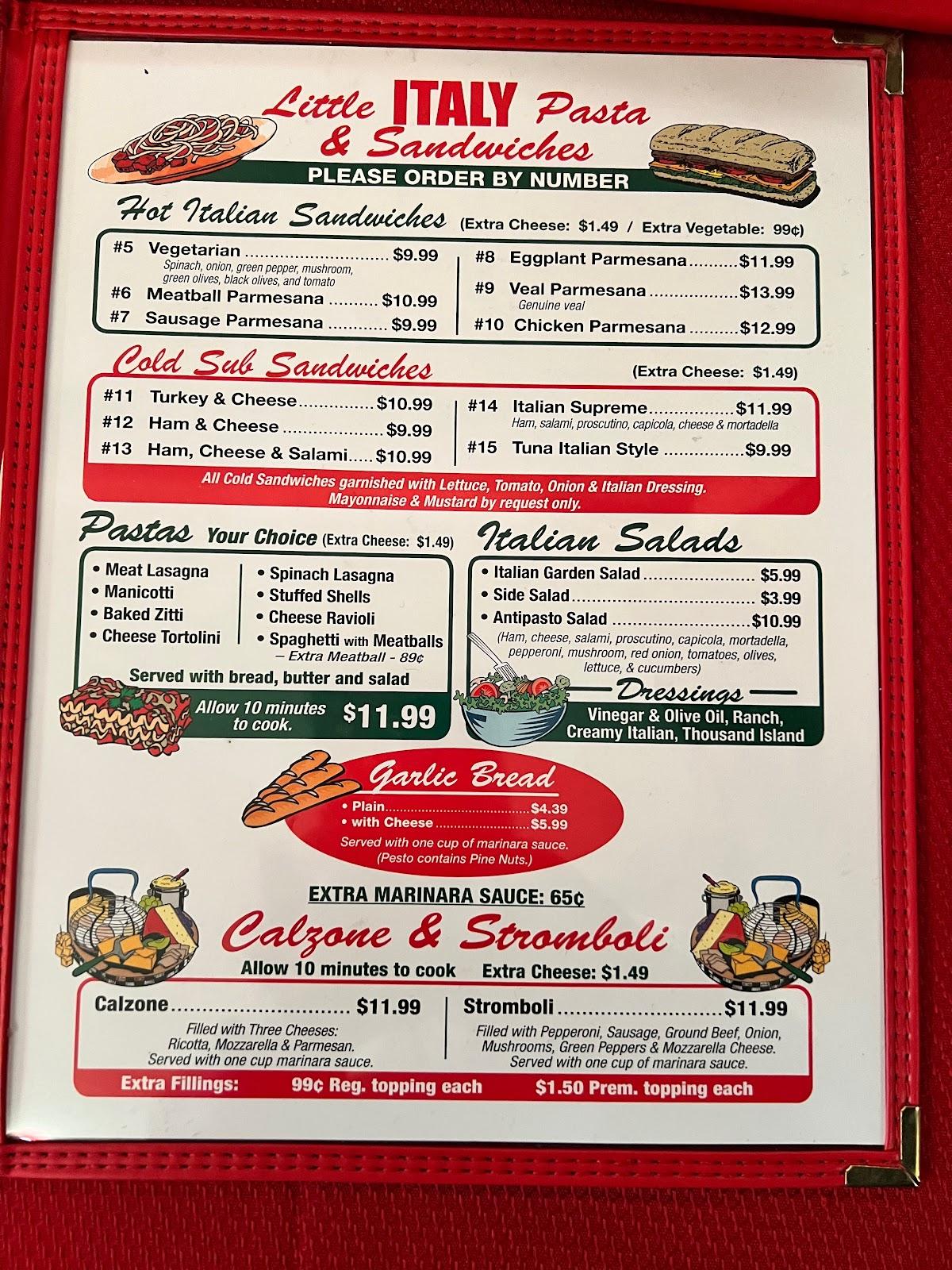 Menu at Little Italy Pizzeria, Winder