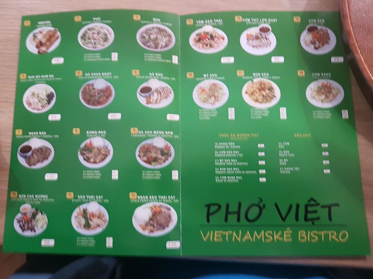 Menu at Pho Viet restaurant, Ústí nad Labem