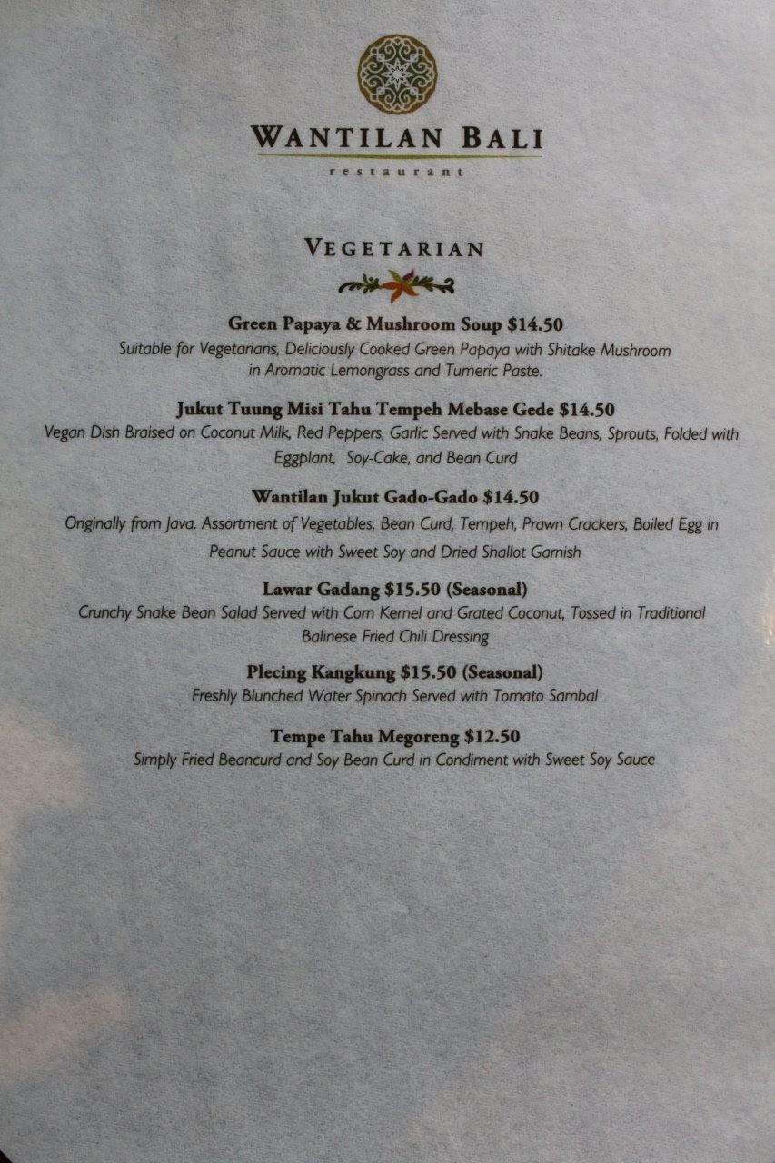 Menu at Thai Naree restaurant, Hawthorn