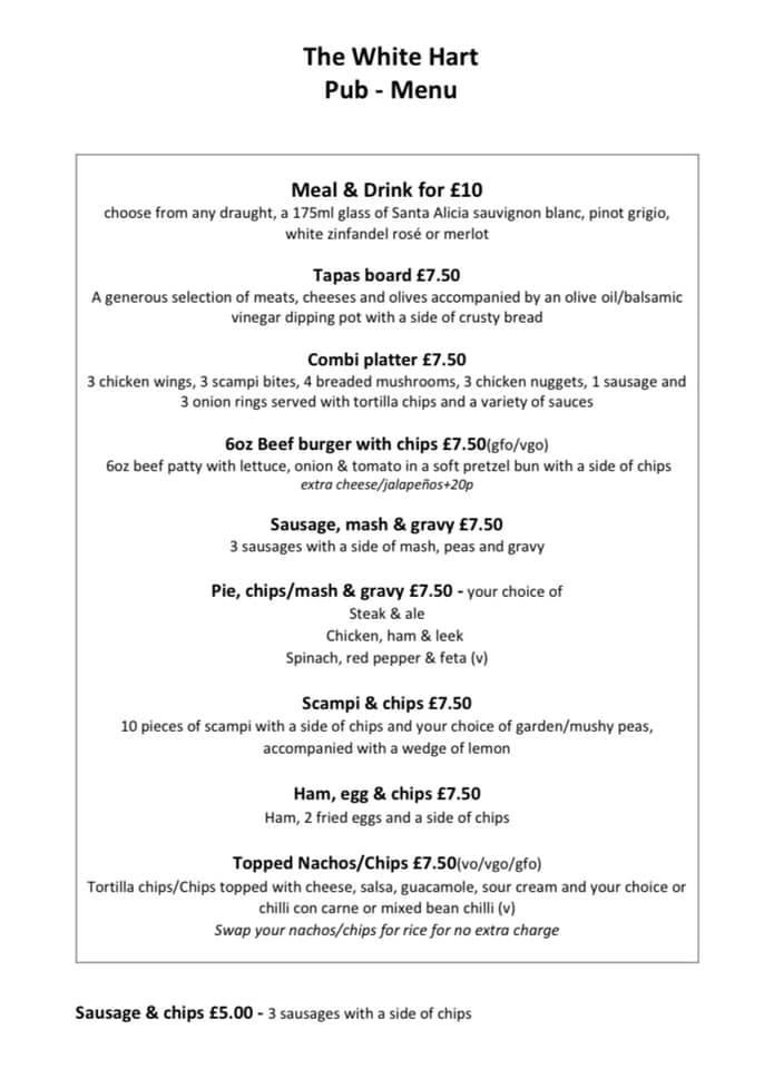 Menu at The White Hart pub & bar, Crawley, 65 High St