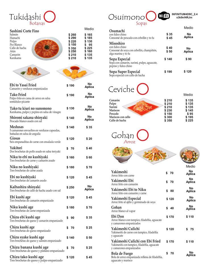 Carta del restaurante Matsuri Koi, Bucerías